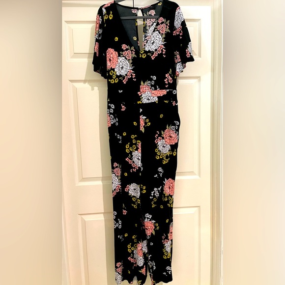 torrid | Pants & Jumpsuits | Torrid Brand Black Floral Jumpsuit With ...